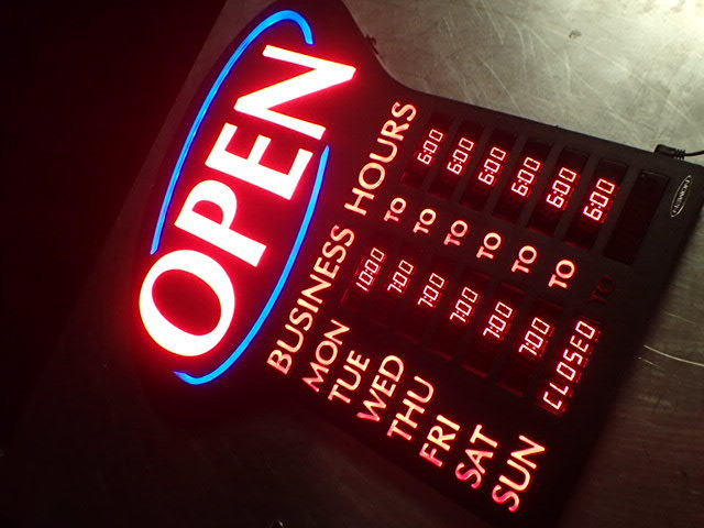 Newon Lighted Open Sign with Digital Hours Display | Local Bakery and ...