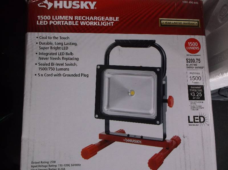 Husky LED 1500 Lumen Rechargable Portable Work Light | LED Work Lights ...