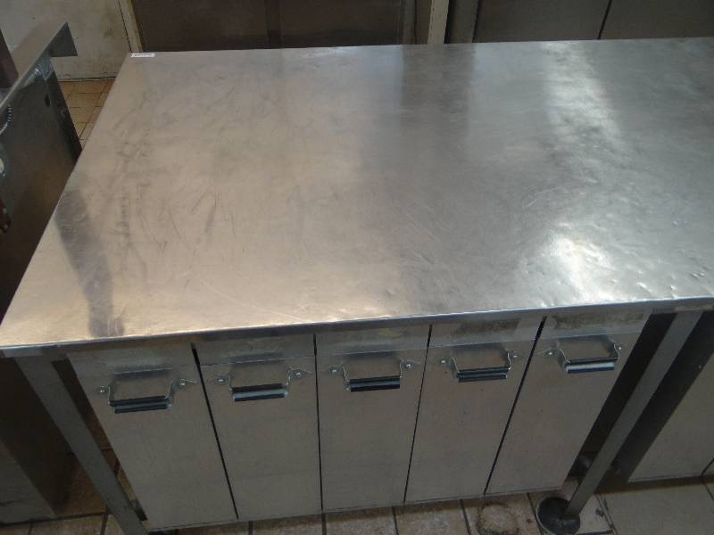 Huge Stainless Steel Top Bakery Table w/Pull Out Ingredient/Storage ...
