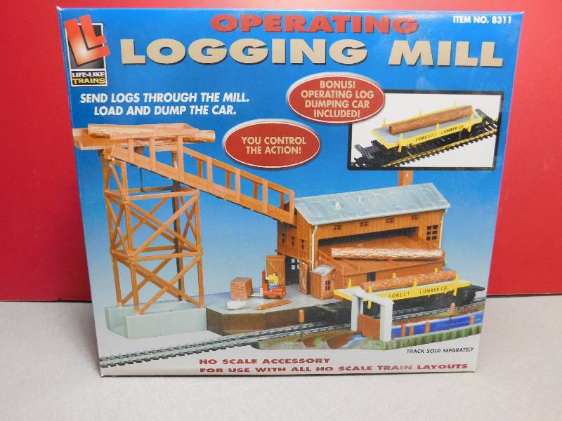 Like-Like Ho Scale Train Operating Logging Mill Kit w/ Log Dump Car ...