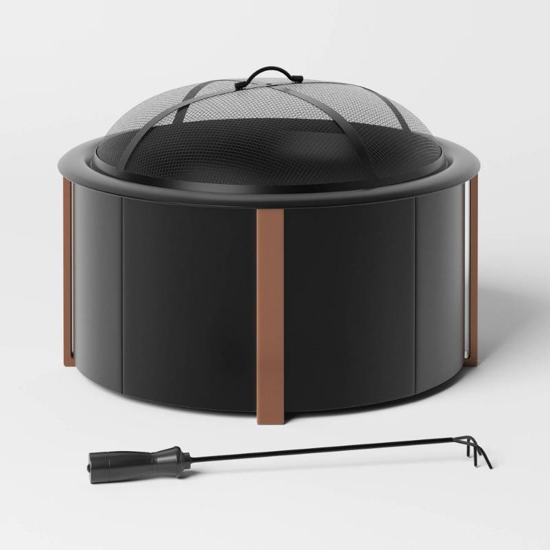 Bmarsh Treasures: Threshold Round Metal Outdoor Column Fire Pit, Char ...