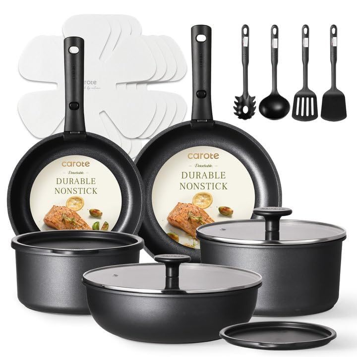 Welcome to KC Market House! CAROTE 19Pcs Pots and Pans Set Non Stick ...