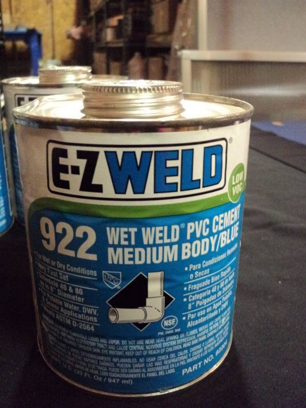 (4) Quart size Cans EZ Weld 922 Wet Weld PVC Cement Medium Body/ Blue ...