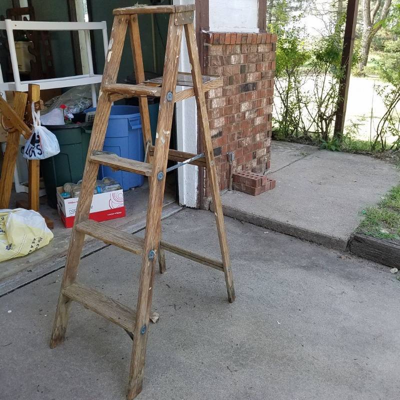 5 ft wooden ladder - rickety | Valley Center Estate Auction - Windmill ...